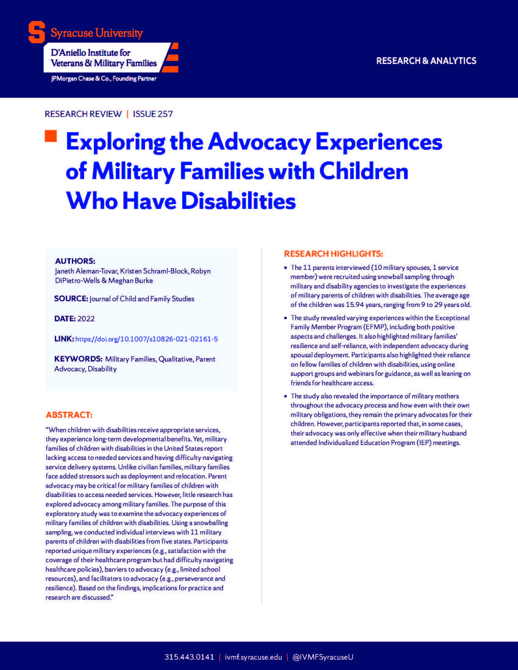 Exploring the Advocacy Experiences of Military Families with Children ...