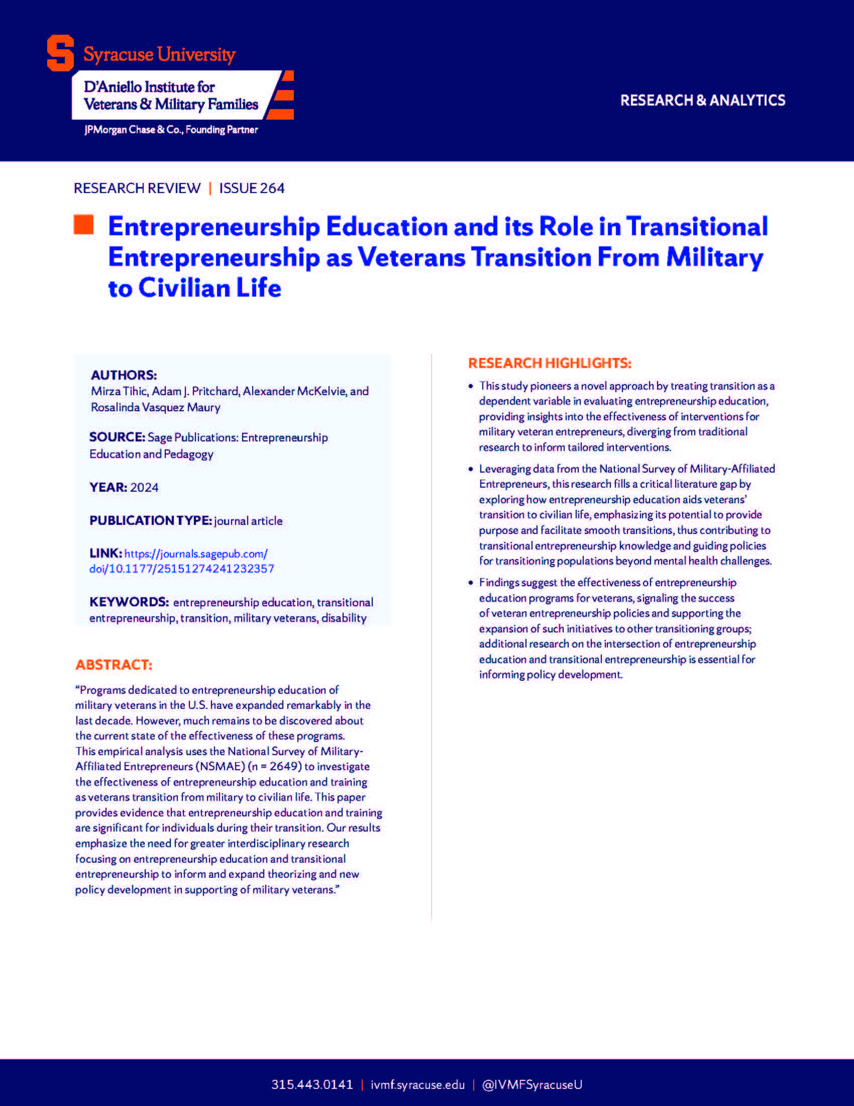 Entrepreneurship Education and its Role in Transitional ...