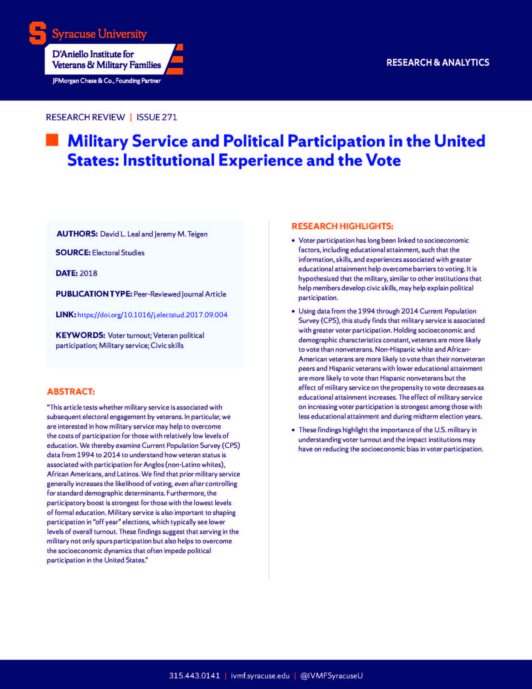Military Service and Political Participation in the United States ...
